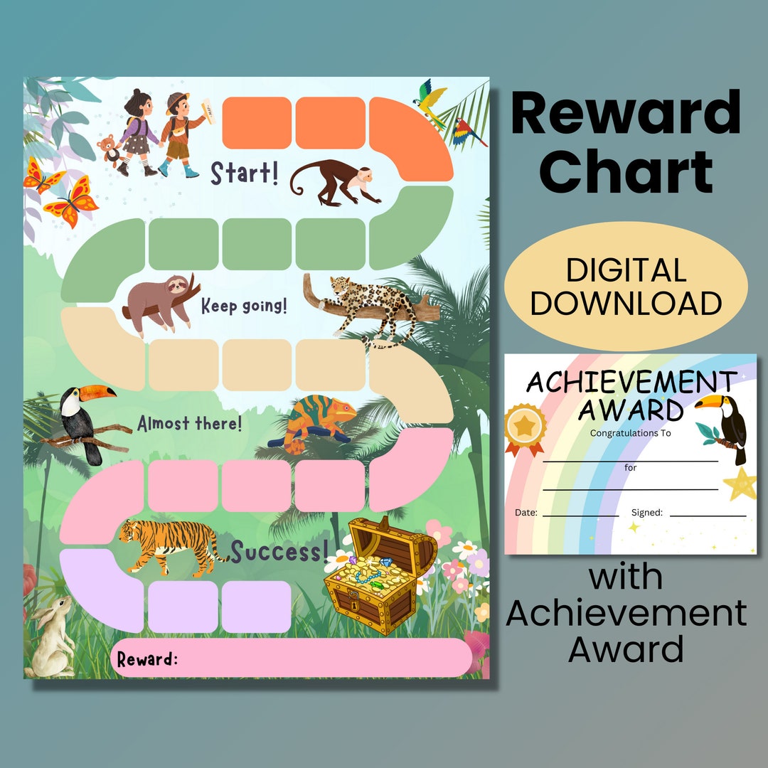 Rainforest Reward Chart for Kids With Printable Achievement Award and ...