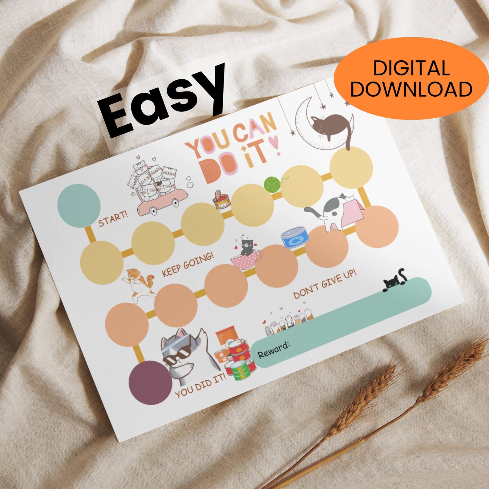 Cat Reward Chart for Kids With Printable Achievement Award and Idea ...