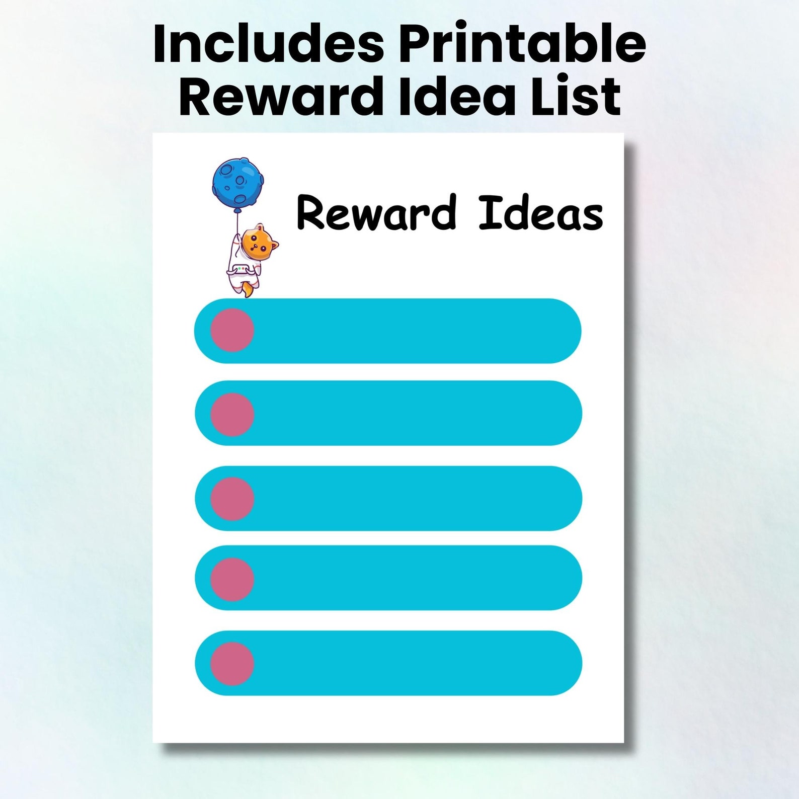 Space Cat Reward Chart for Kids With Printable Achievement Award and ...