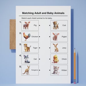 Baby Animal Matching Cards for Kids With Digital Animal Printable ...