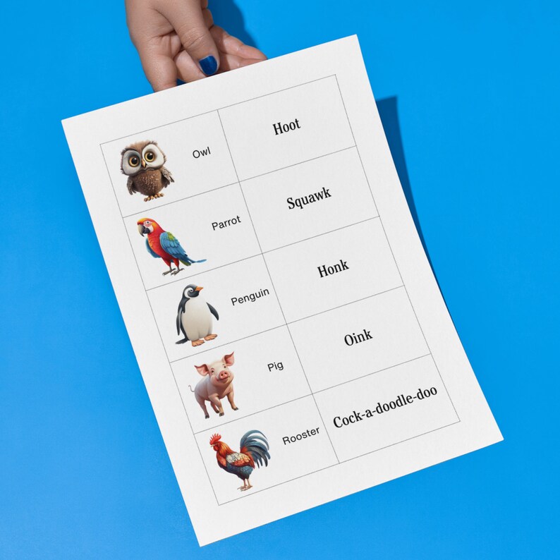 Animal Sound Matching Cards for Kids With Digital Animal Printable ...