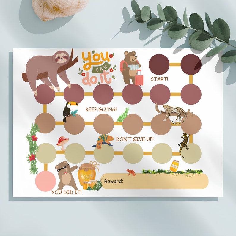 Rainforest Reward Chart for Kids With Printable Achievement Award and ...