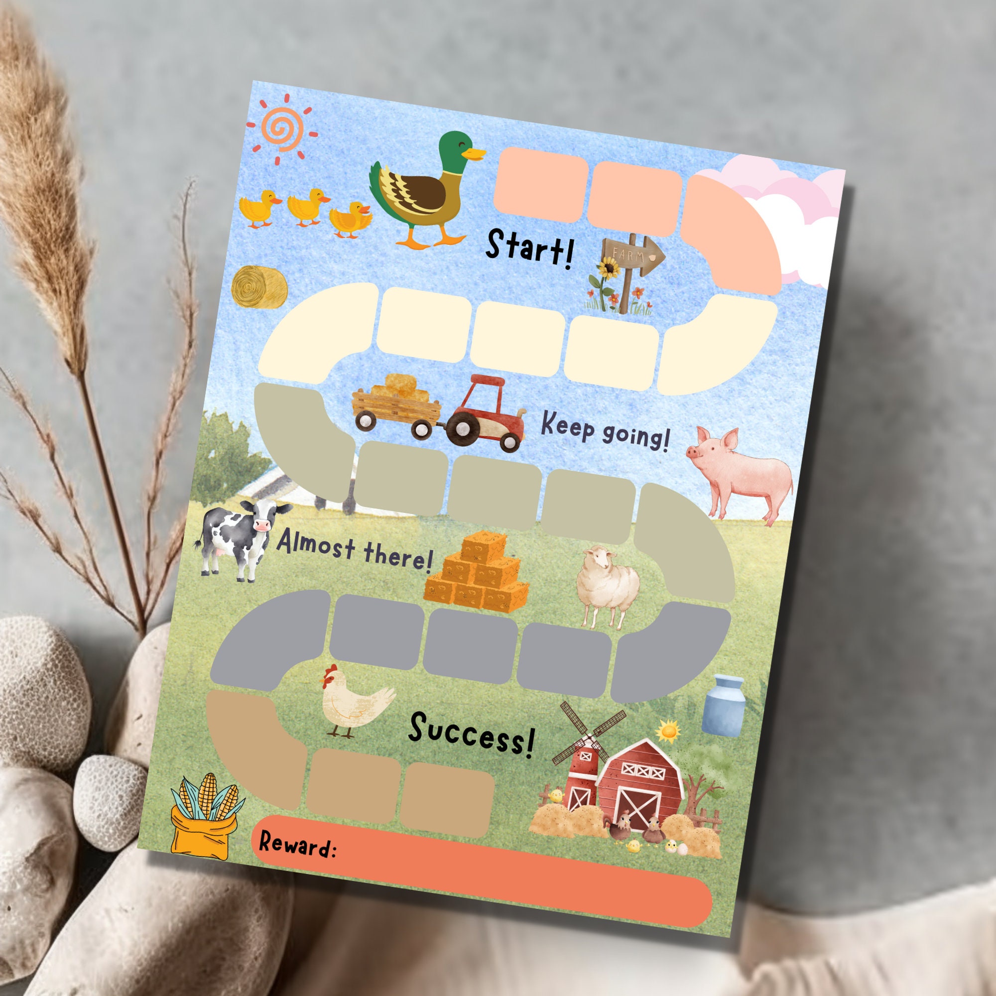 Farm Animal Reward Chart for Kids With Printable Achievement Award and ...