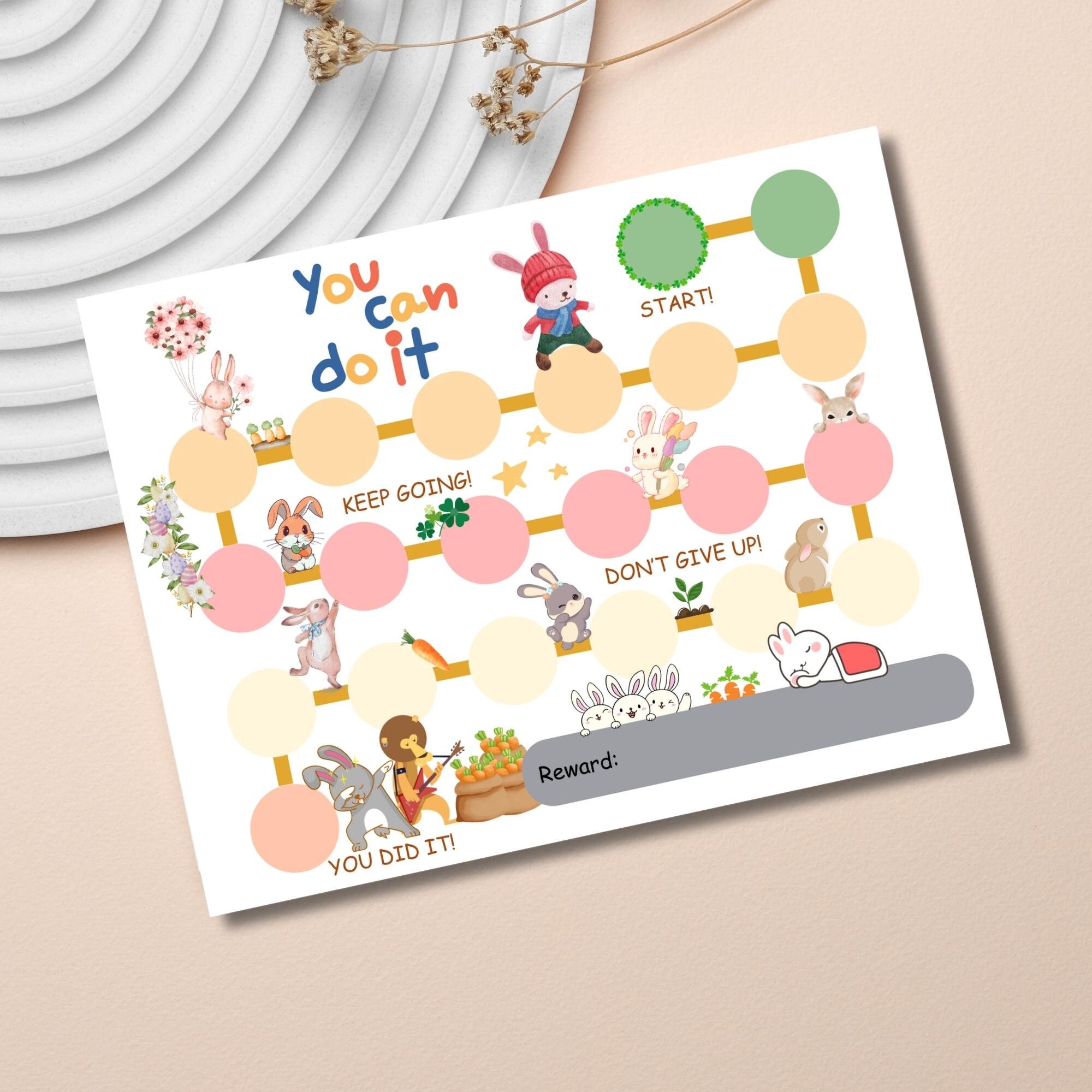 Rabbit Reward Chart for Kids With Printable Achievement Award and Idea ...