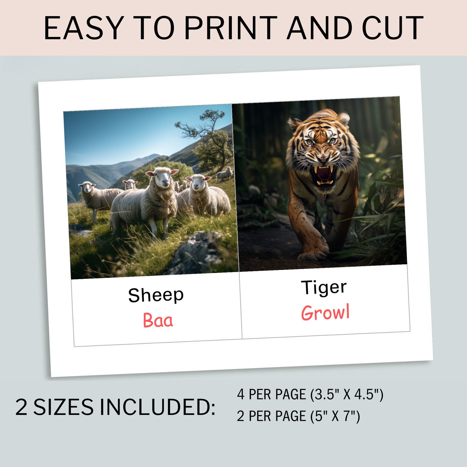 Animal Sound Flashcards Educational Printable Flashcards for Kids ...