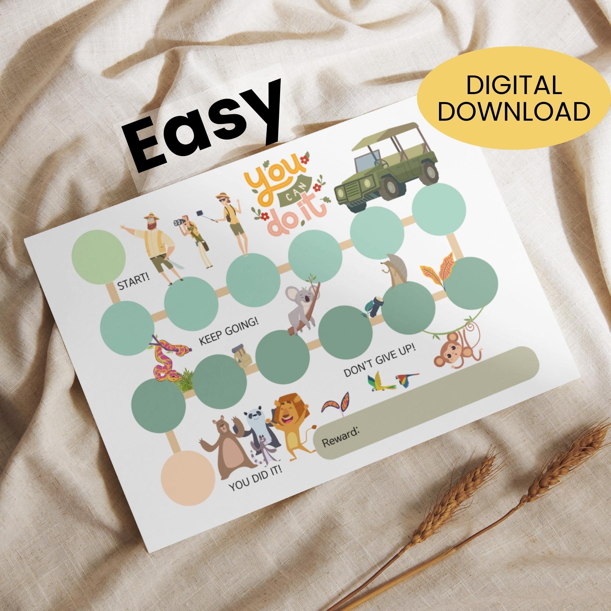 Jungle Animal Reward Chart for Kids With Printable Achievement Award ...