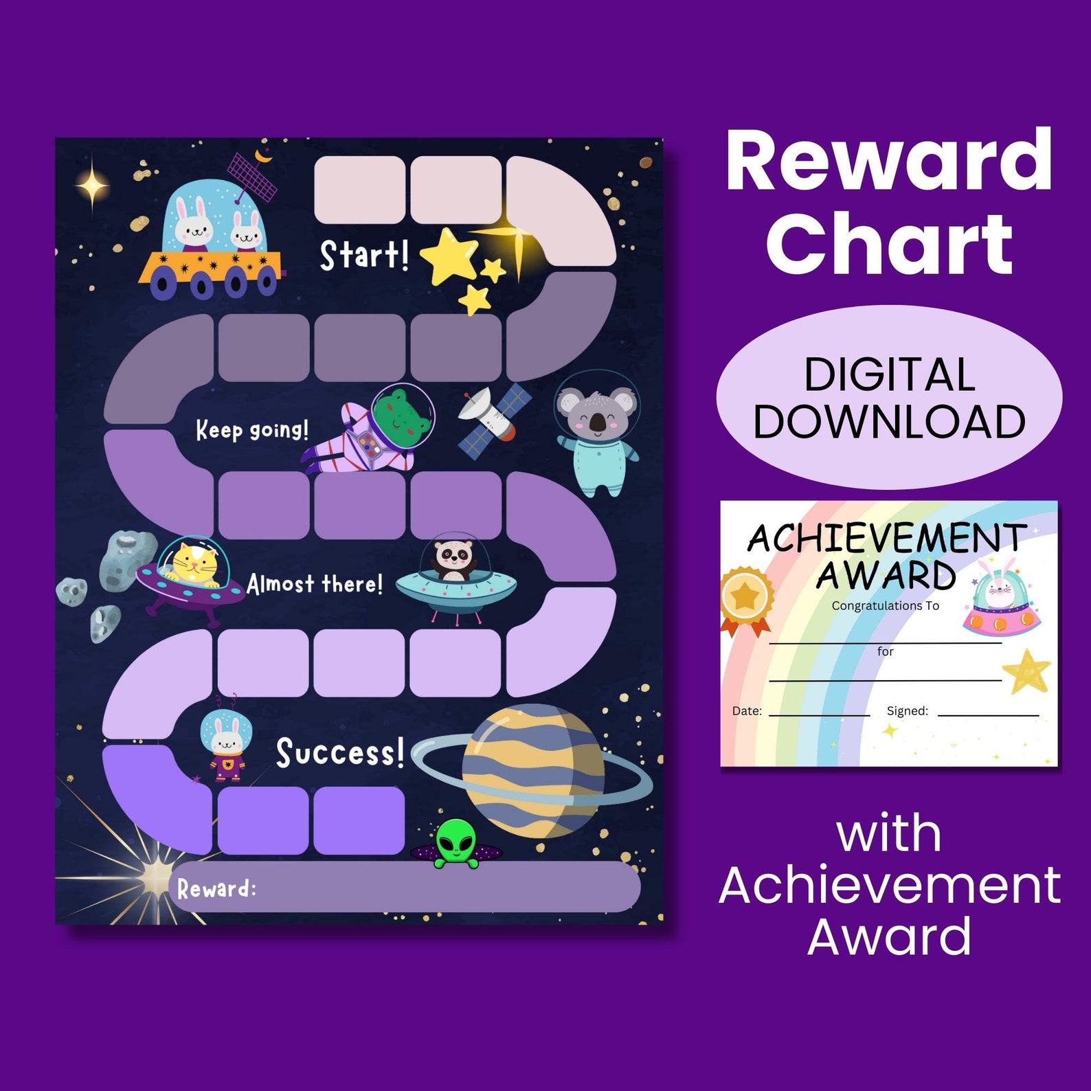 Space Reward Chart for Kids With Printable Achievement Award and Idea ...