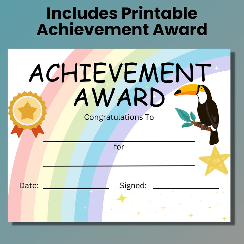 Rainforest Reward Chart for Kids With Printable Achievement Award and ...