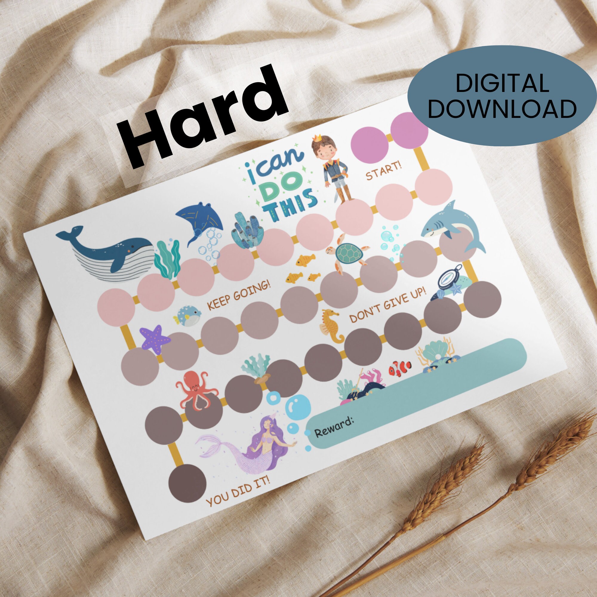 Ocean Reward Chart for Kids With Printable Achievement Award and Idea ...