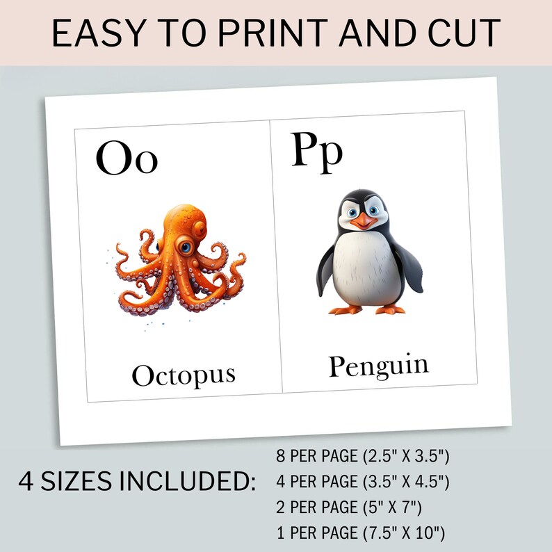 Flashcards Printable Learning Tool for Wildlife Animal Alphabet ...