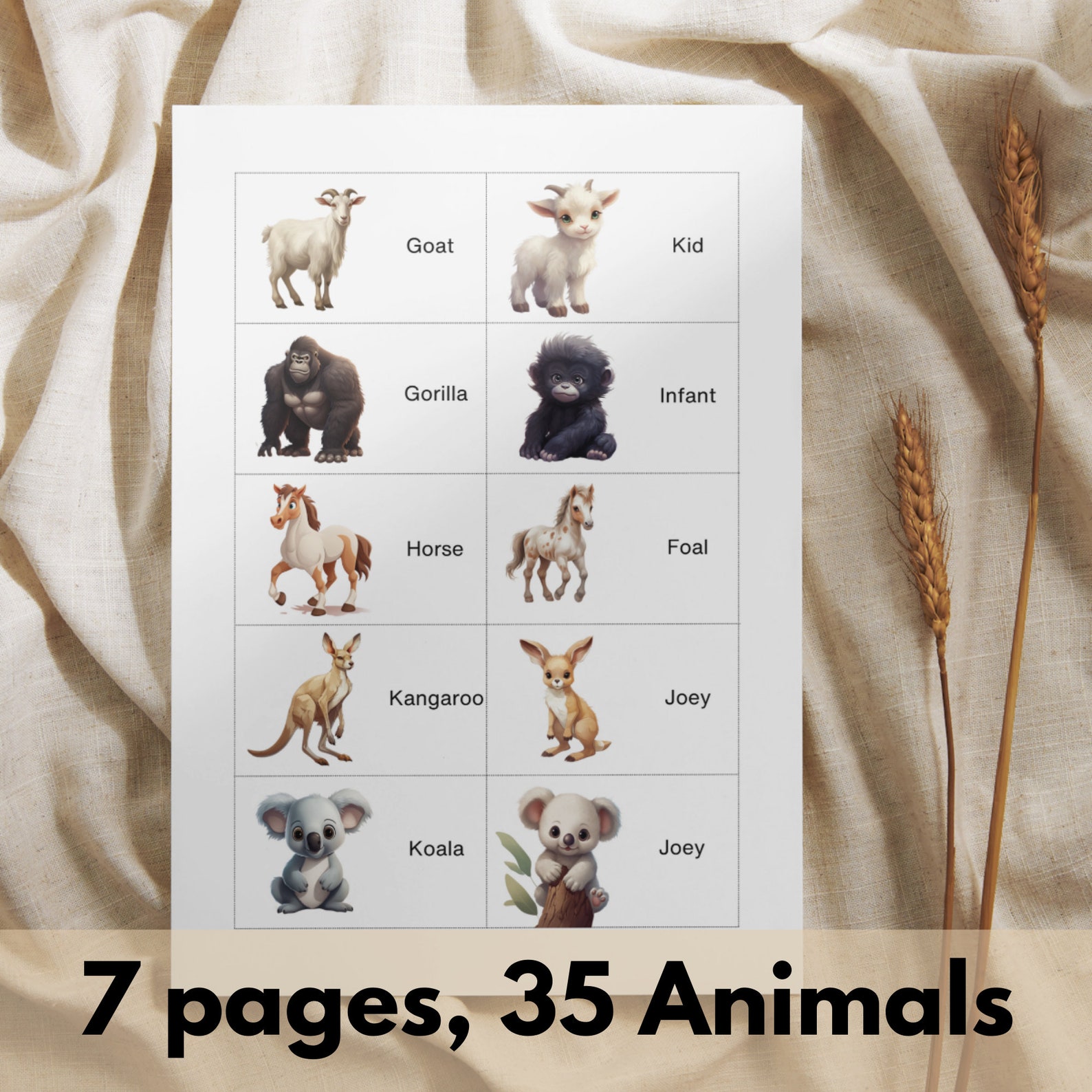 Baby Animal Matching Cards for Kids With Digital Animal Printable ...