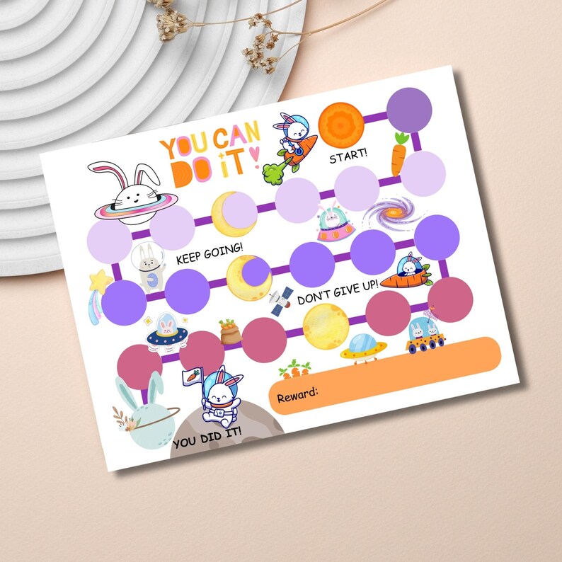 Rabbit Astronaut Reward Chart for Kids With Printable Achievement Award ...