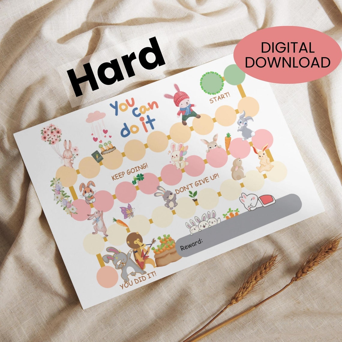 Rabbit Reward Chart for Kids With Printable Achievement Award and Idea ...