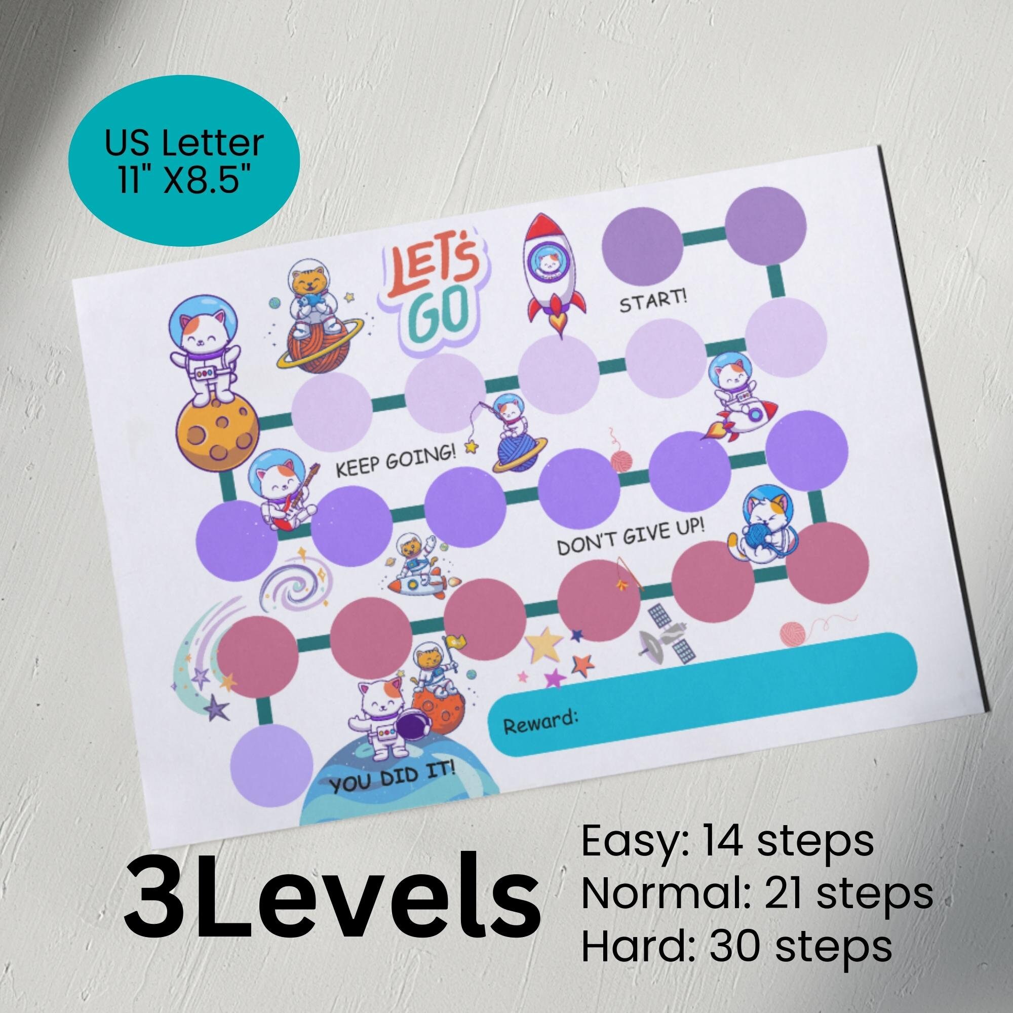 Space Cat Reward Chart for Kids With Printable Achievement Award and ...