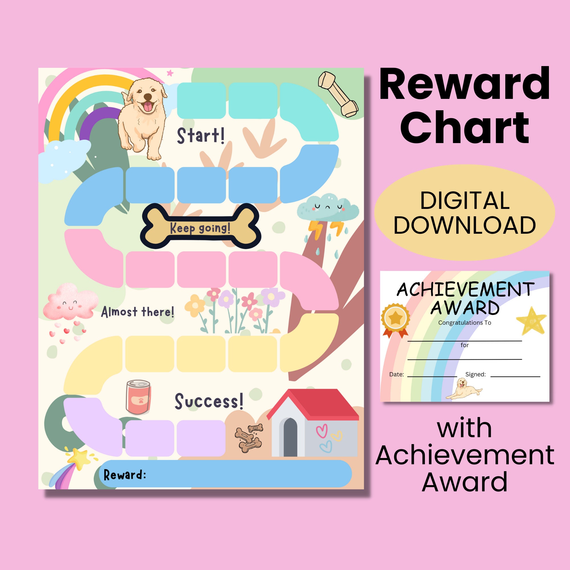 Reward Chart for Kids With Dog Theme Includes Printable Achievement ...