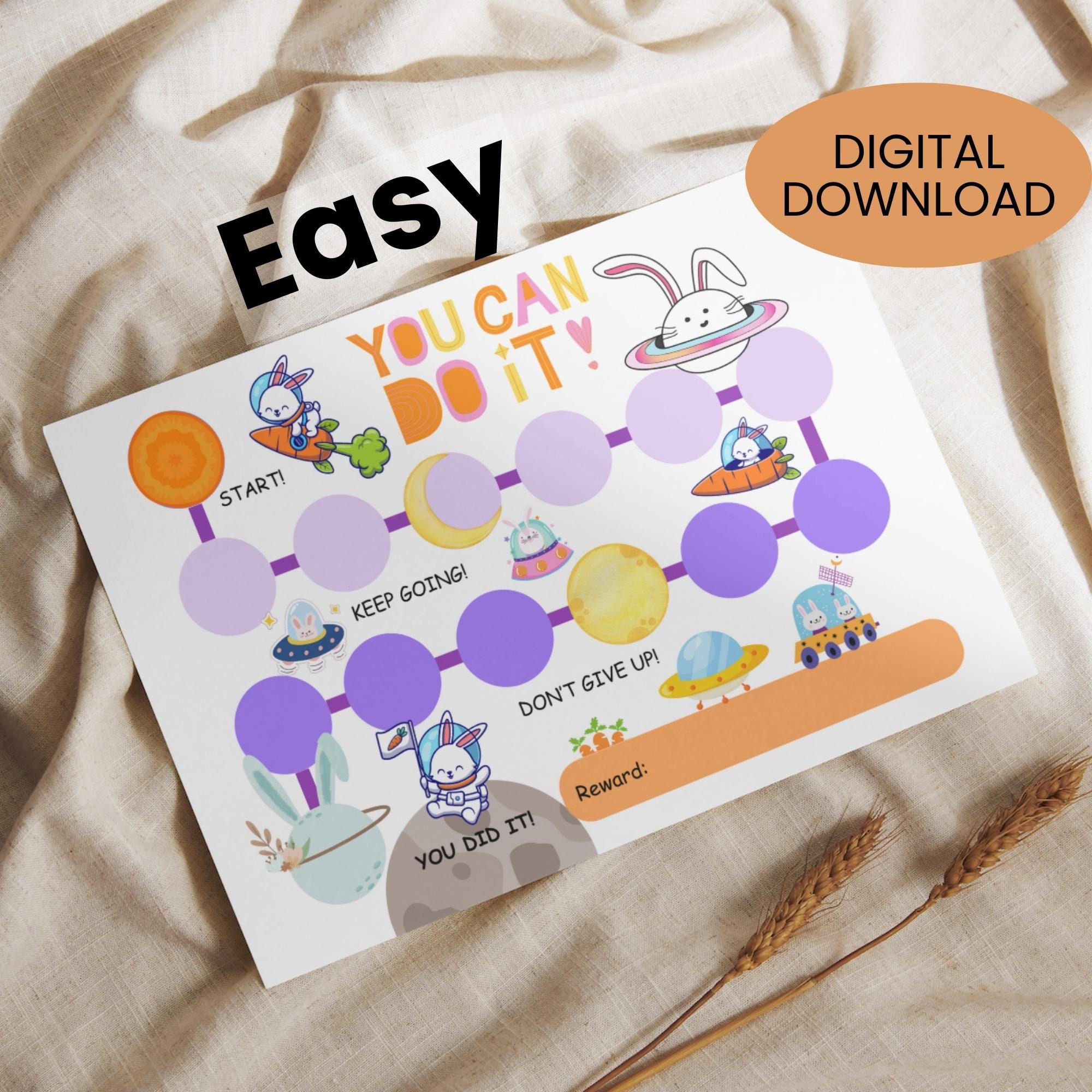 Rabbit Astronaut Reward Chart for Kids With Printable Achievement Award ...