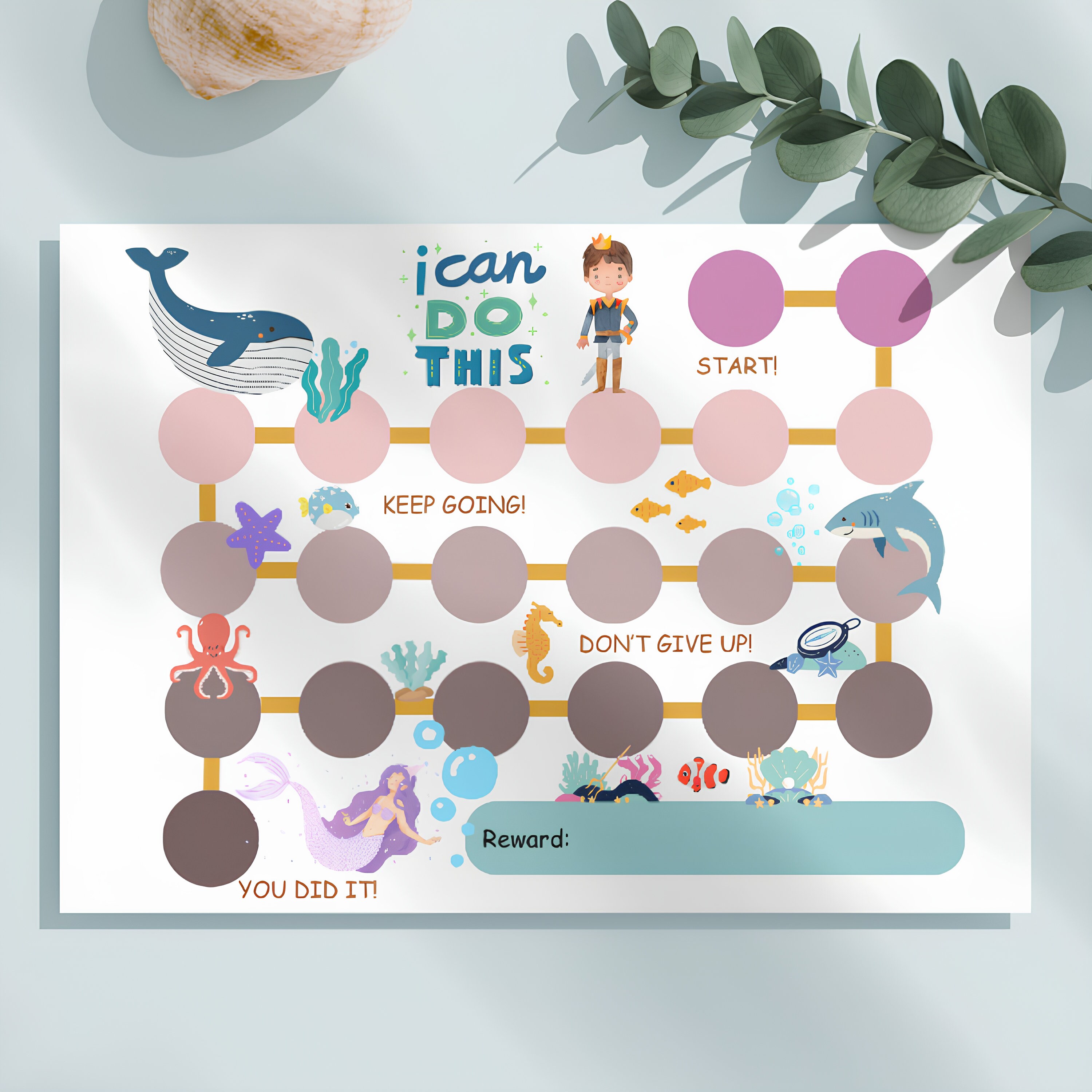 Ocean Reward Chart for Kids With Printable Achievement Award and Idea ...