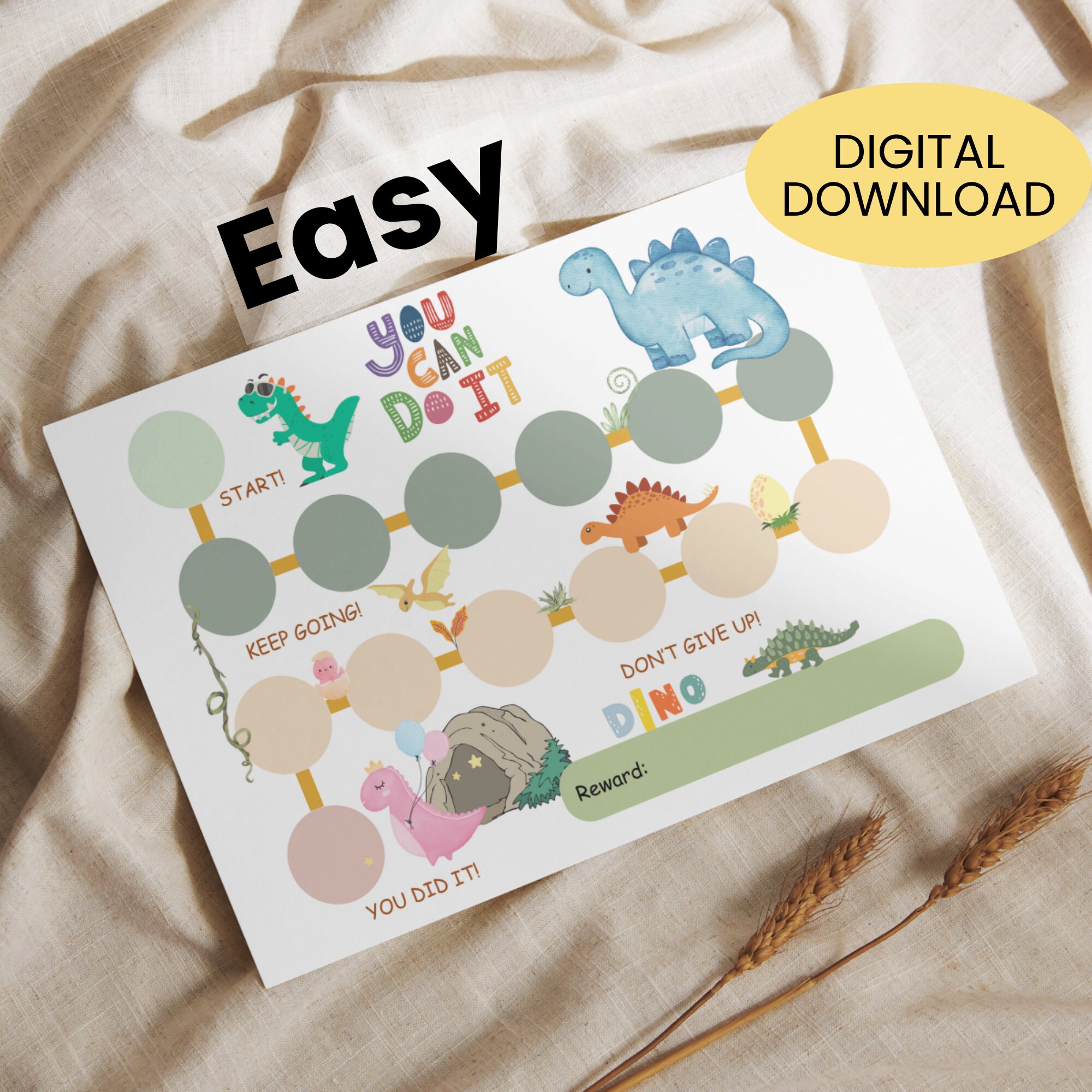 Dinosaur Reward Chart for Kids With Printable Achievement Award and ...