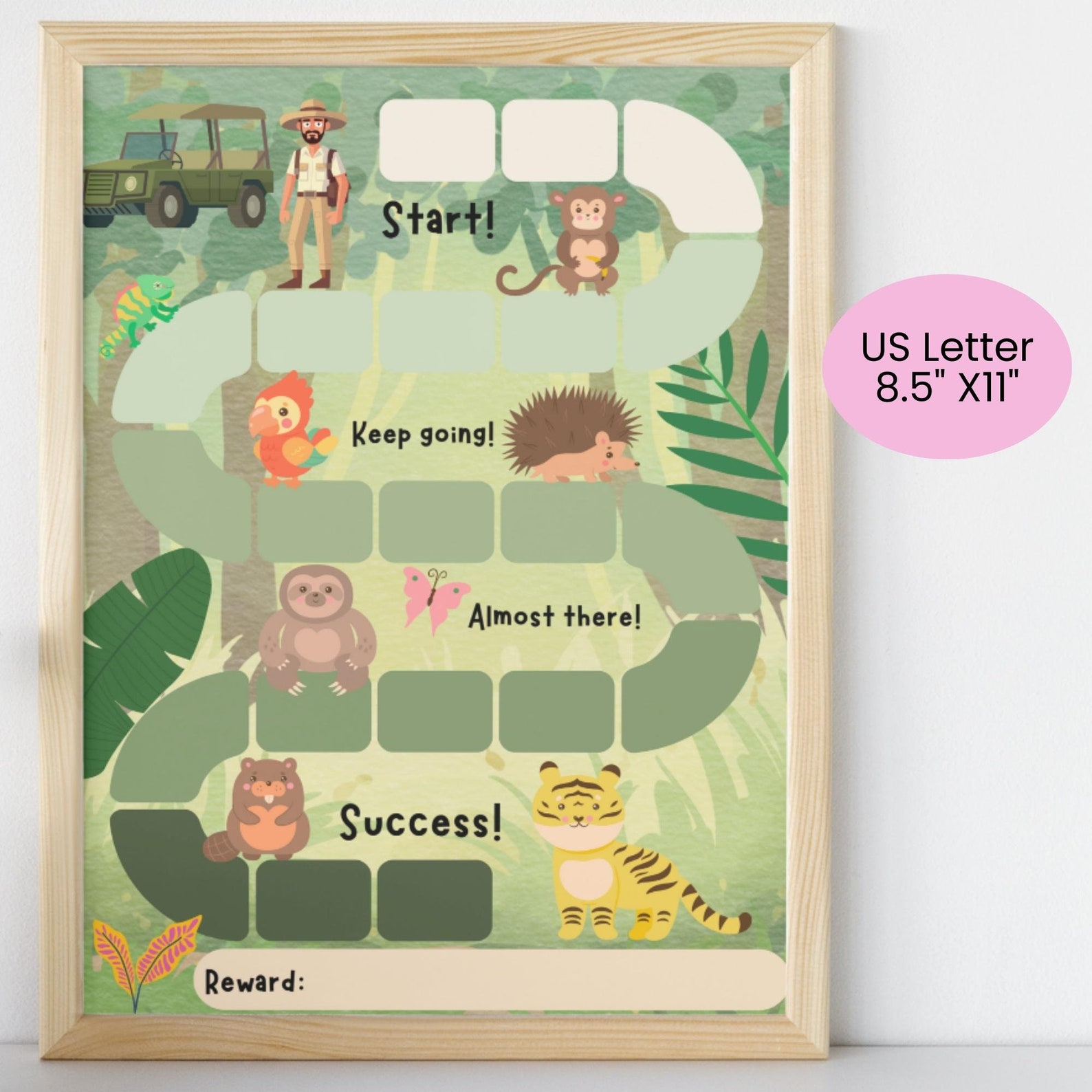 Jungle Reward Chart for Kids With Printable Achievement Award and Idea ...