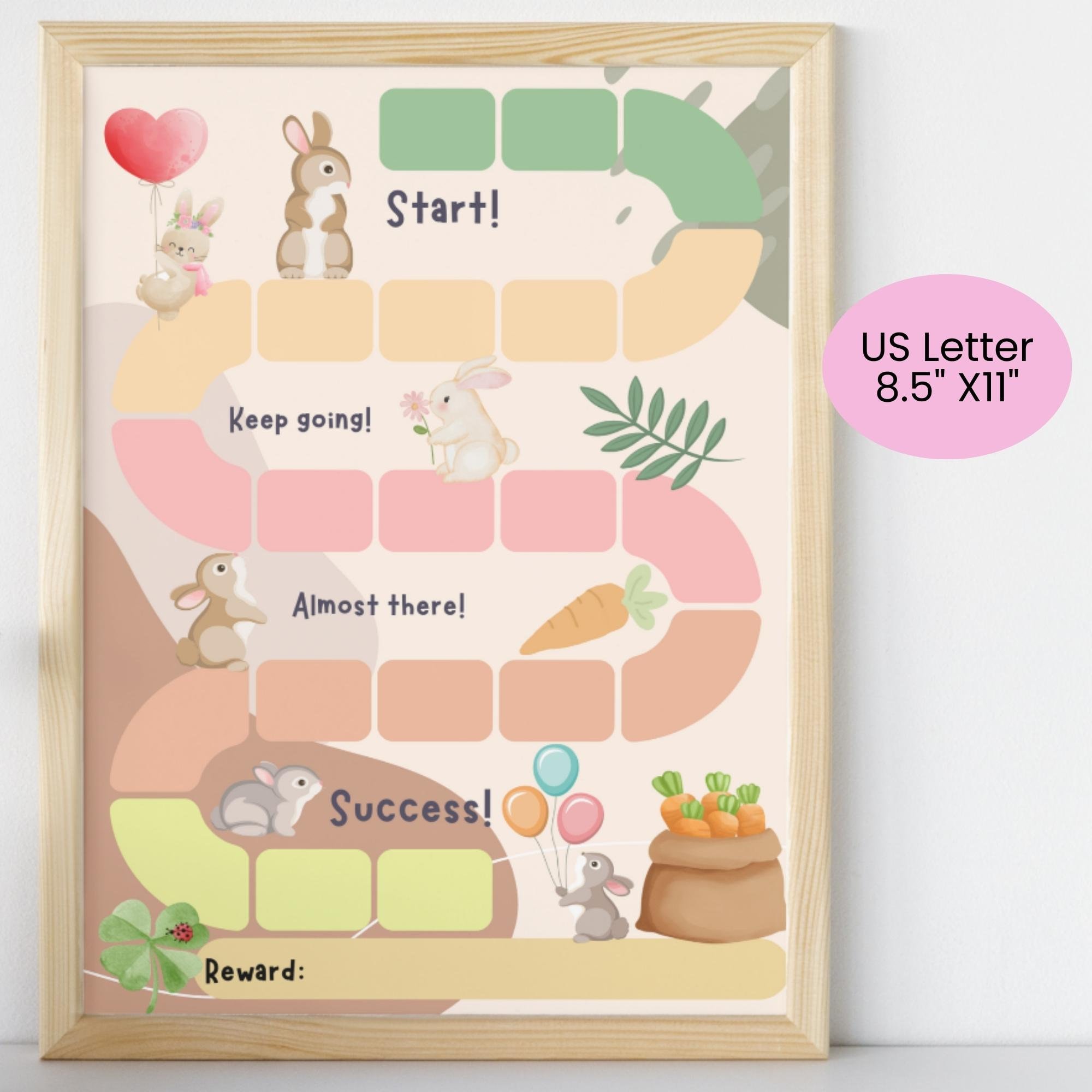 Rabbit Reward Chart for Kids With Printable Achievement Award and Idea ...