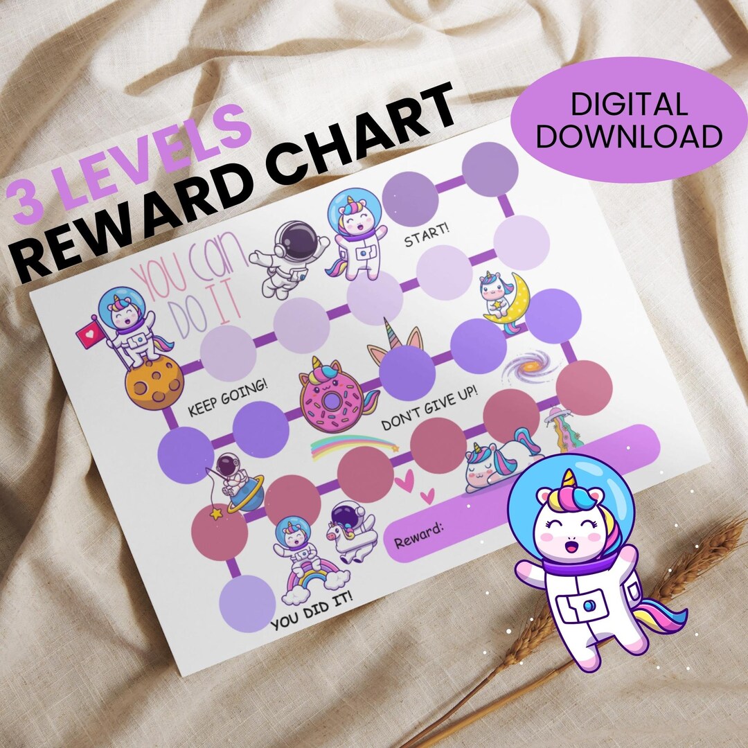 Unicorn Astronaut Reward Chart for Kids With Printable Achievement ...