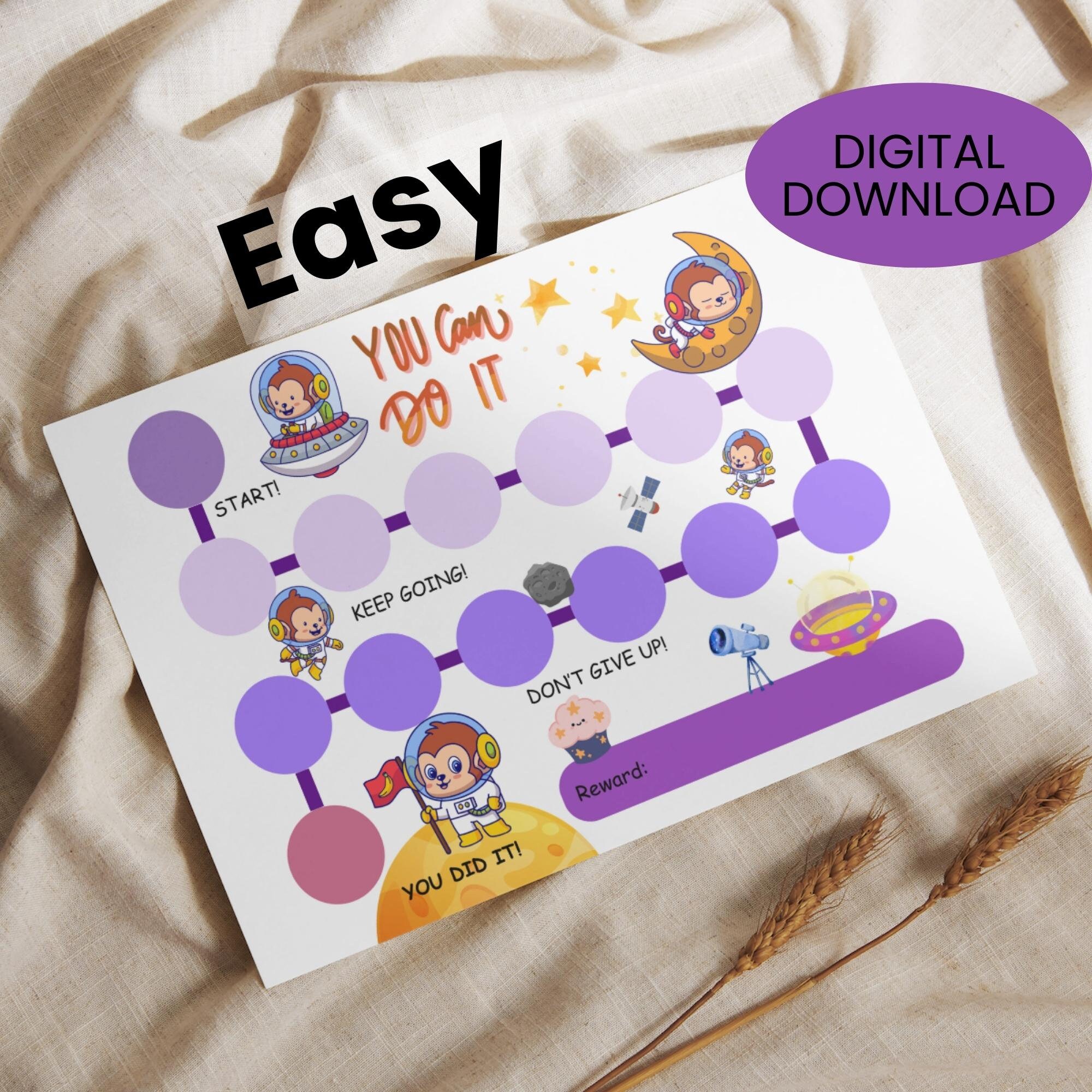 Monkey Astronaut Reward Chart for Kids With Printable Achievement Award ...