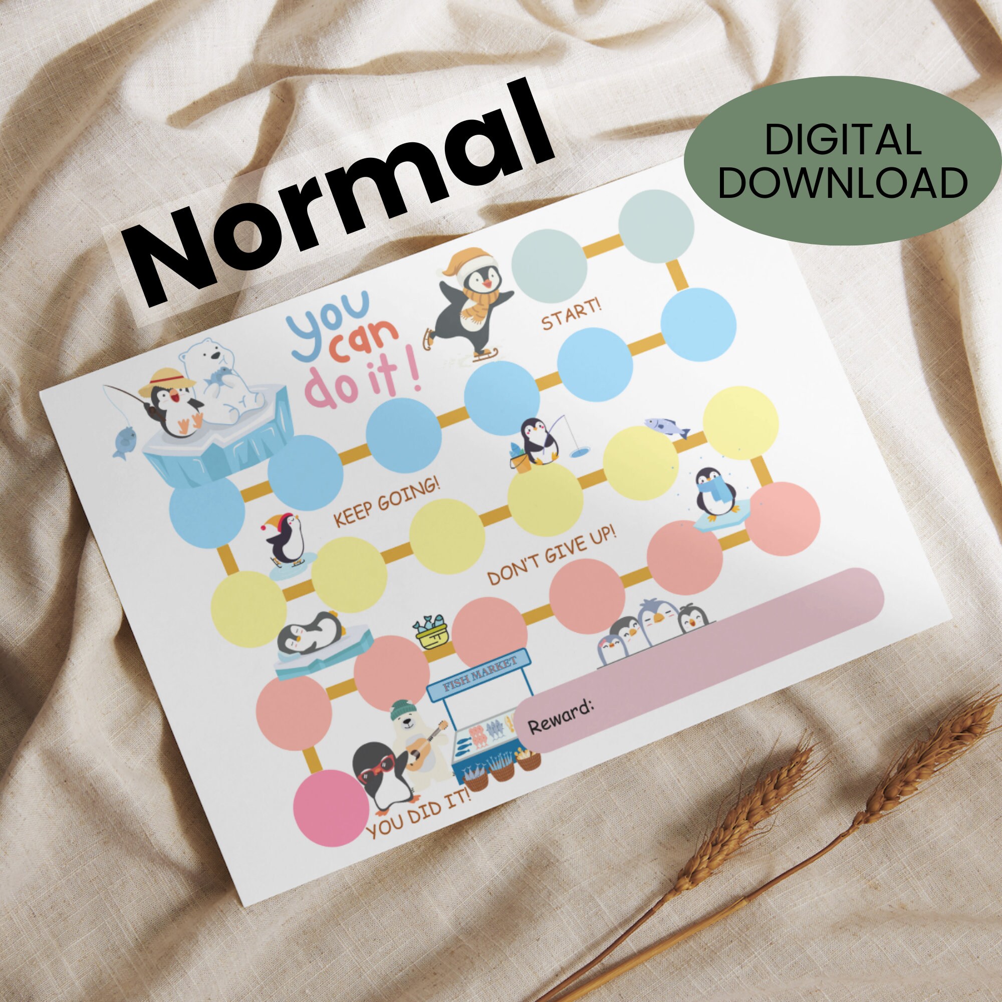 Penguin Reward Chart for Kids With Printable Achievement Award and Idea ...