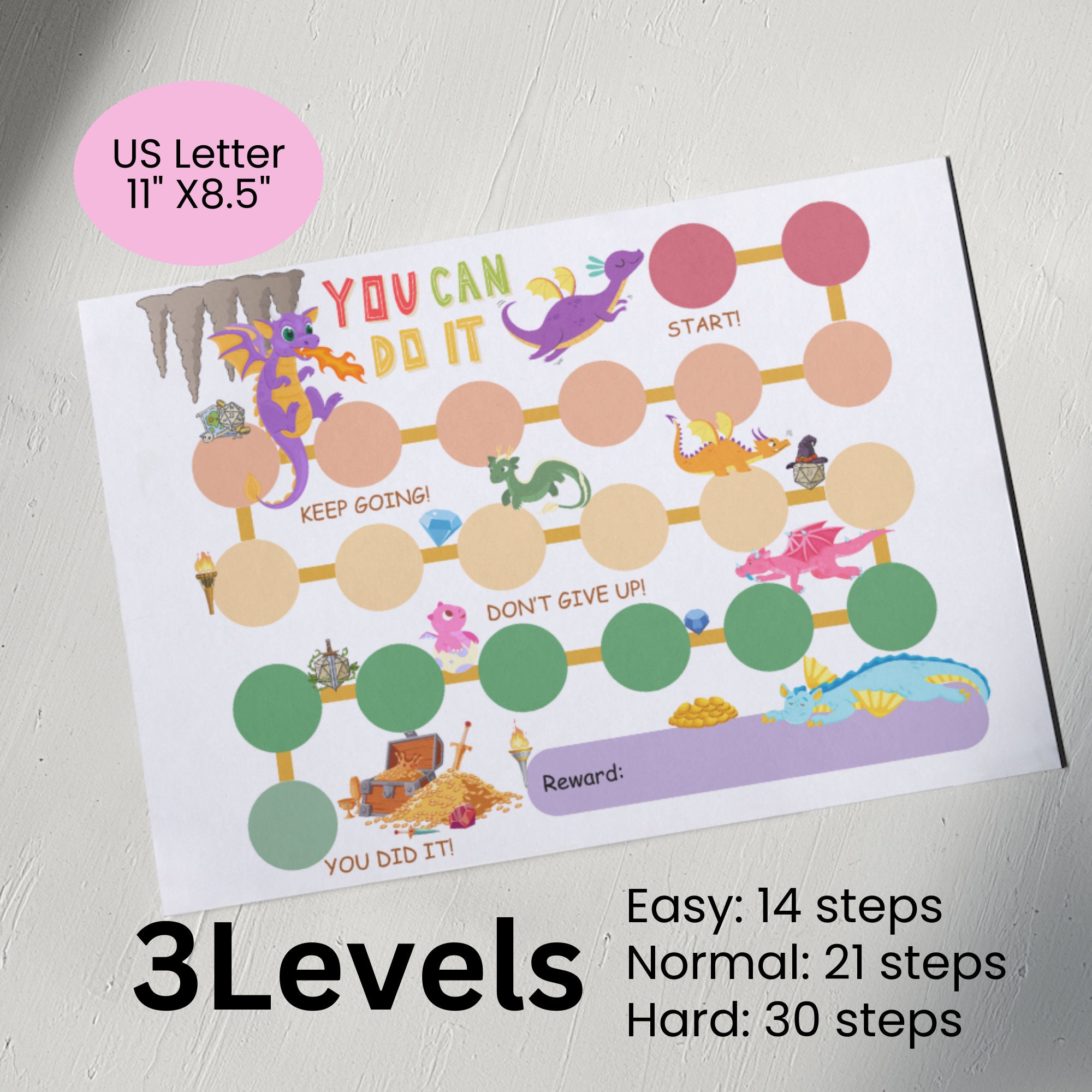Dragon Reward Chart for Kids With Printable Achievement Award - Etsy
