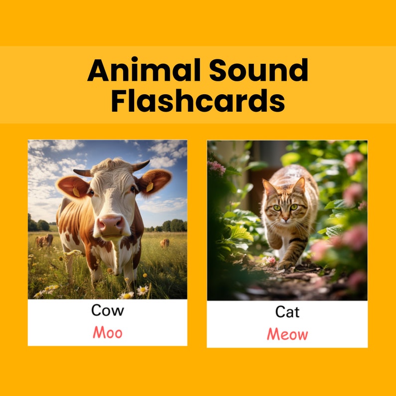 Animal Sound Flashcards Educational Printable Flashcards for Kids ...