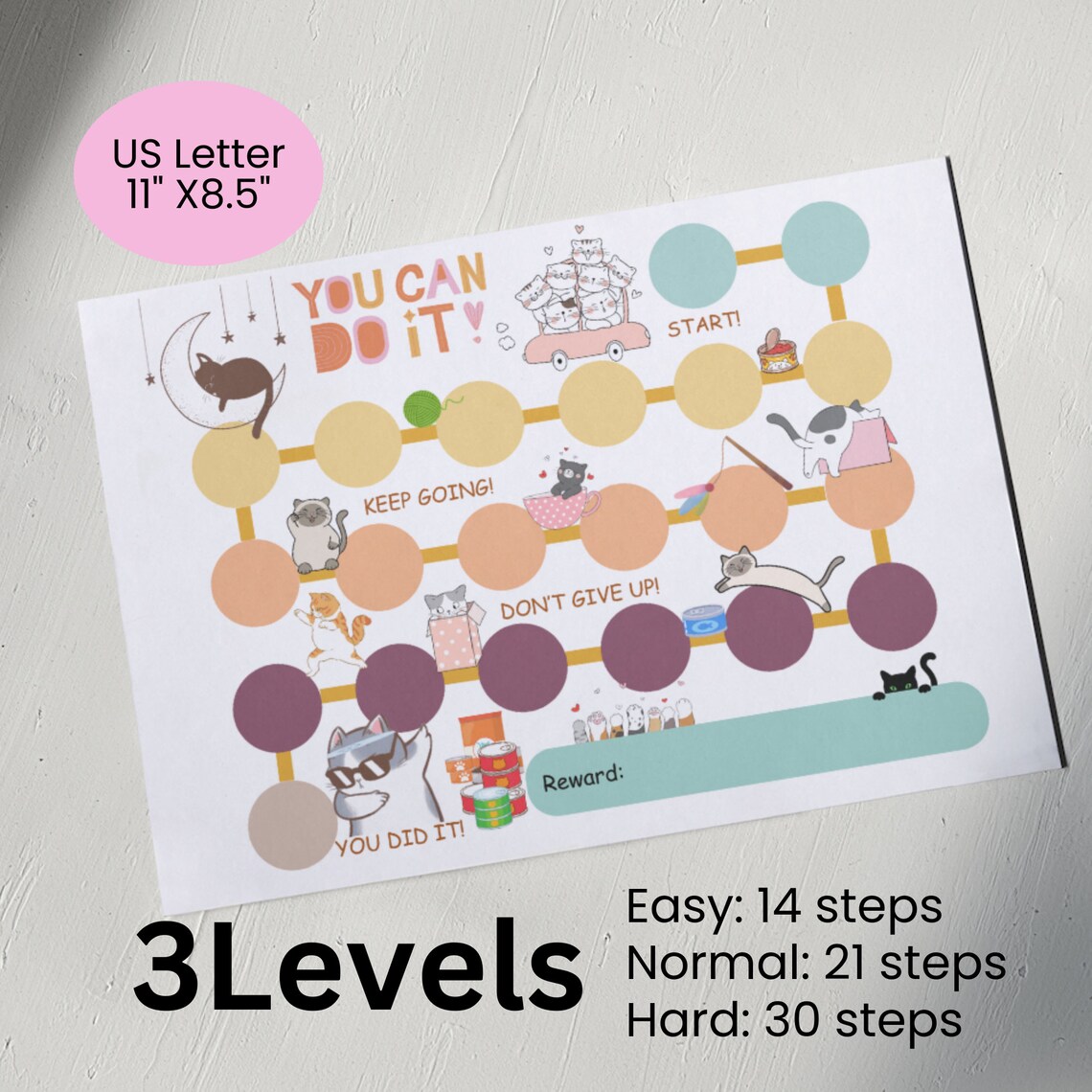 Cat Reward Chart for Kids With Printable Achievement Award and - Etsy