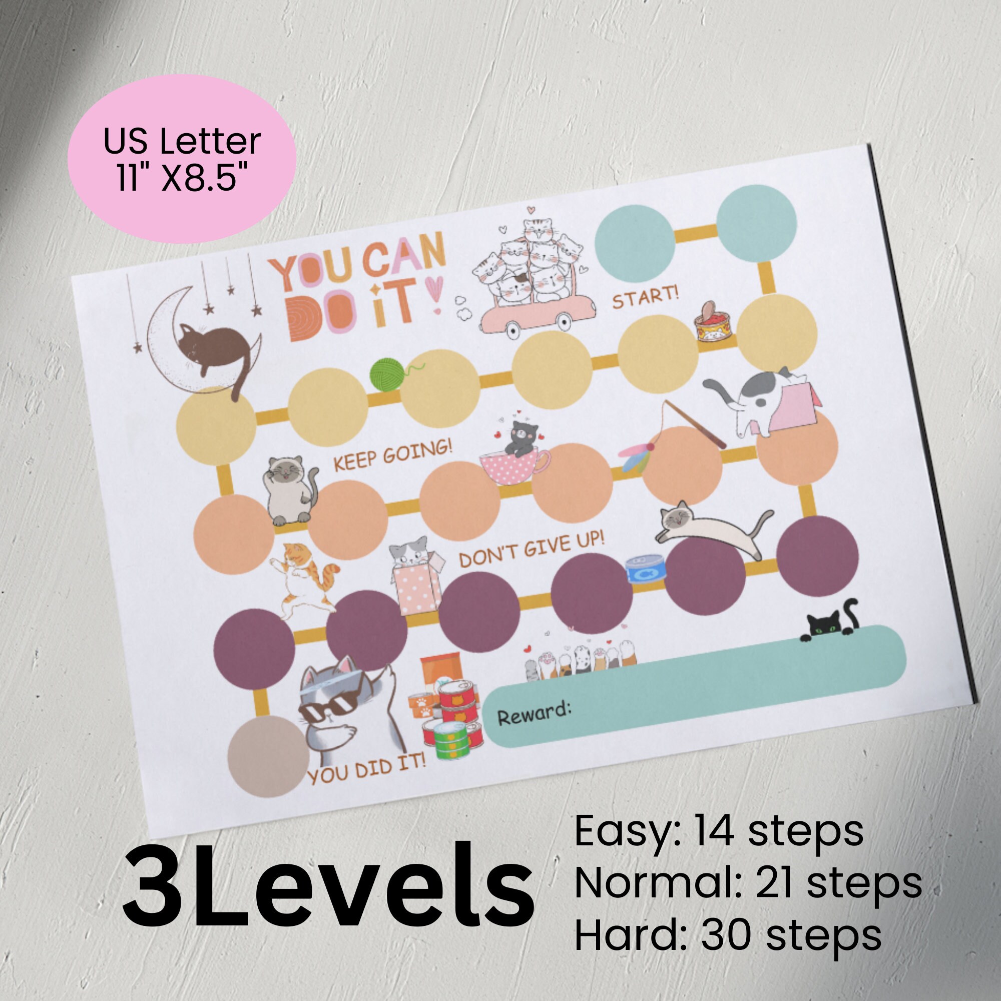 Cat Reward Chart for Kids With Printable Achievement Award and Idea ...