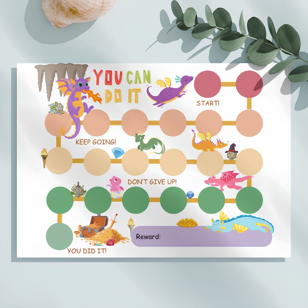 Dragon Reward Chart for Kids With Printable Achievement Award and Idea ...