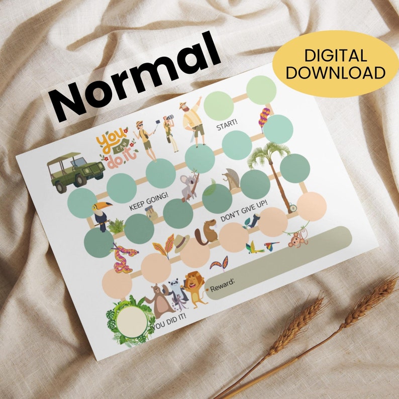 Jungle Animal Reward Chart for Kids With Printable Achievement Award ...