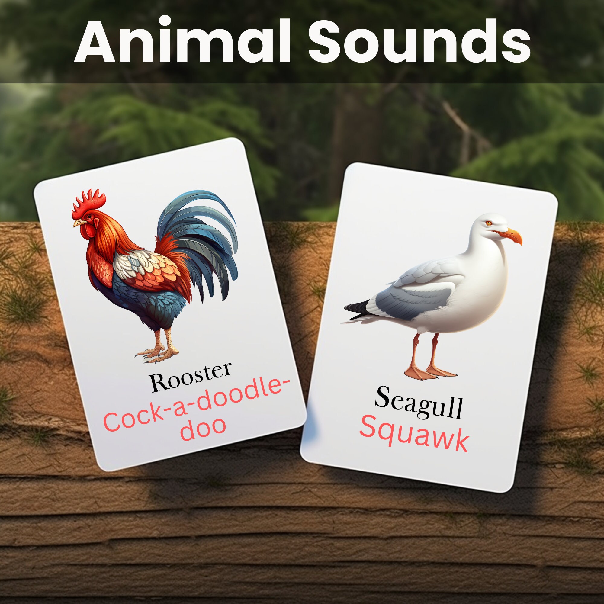 Animal Sound Printable Flash Cards Learning Tool for Education Fun ...