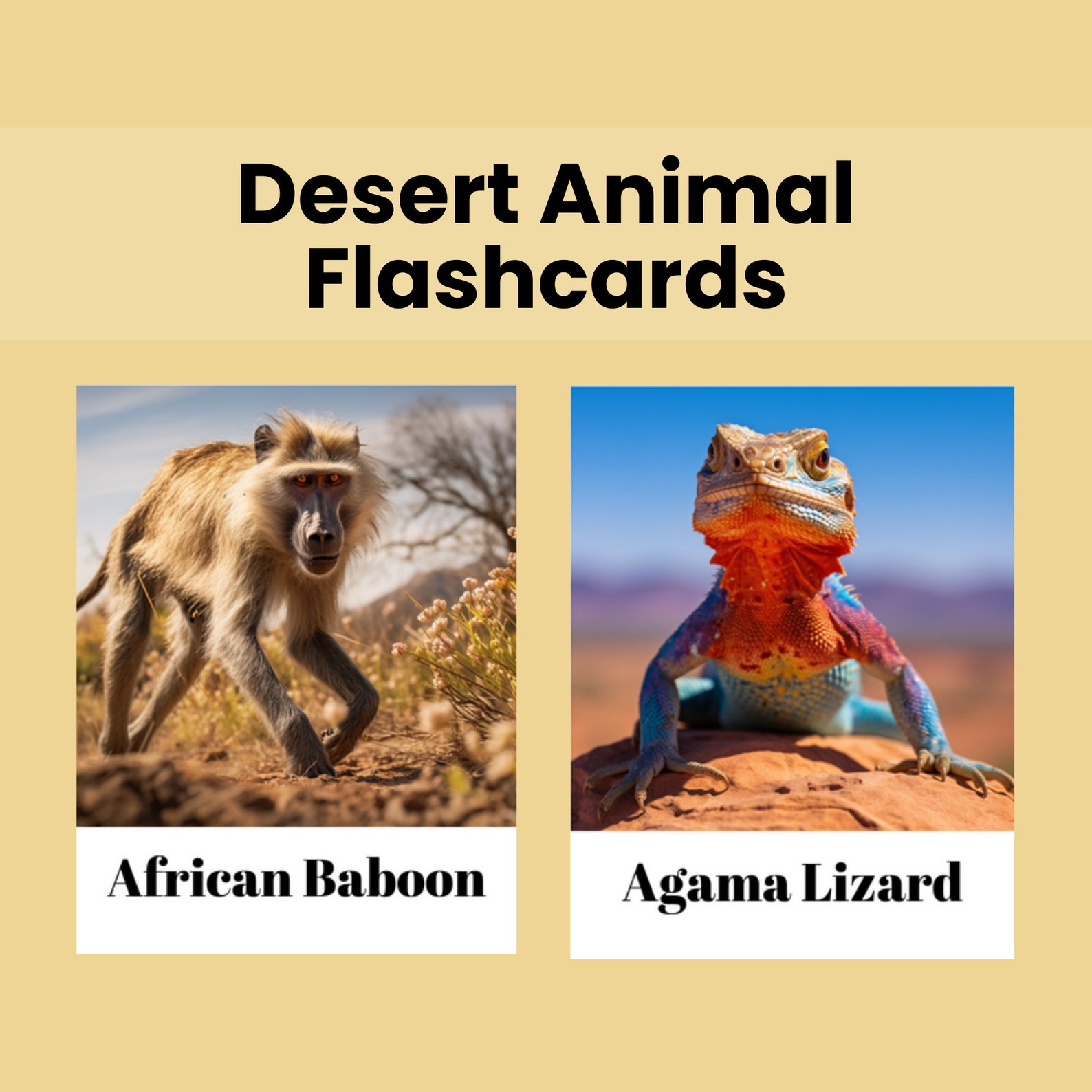 Desert Animal Flashcards Educational Printable Flashcards for Kids ...