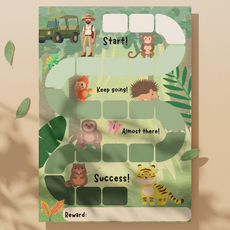 Jungle Reward Chart for Kids With Printable Achievement Award and Idea ...