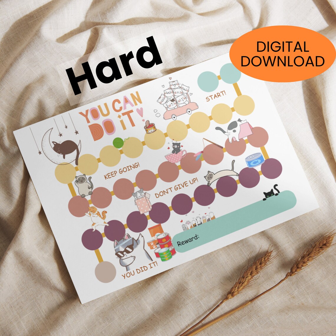 Cat Reward Chart for Kids With Printable Achievement Award and - Etsy