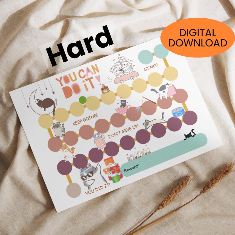 Cat Reward Chart for Kids With Printable Achievement Award and - Etsy