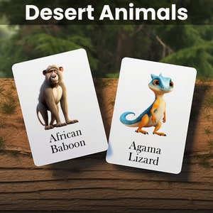 Desert Animal Printable Flash Cards Learning Tool for Education About ...