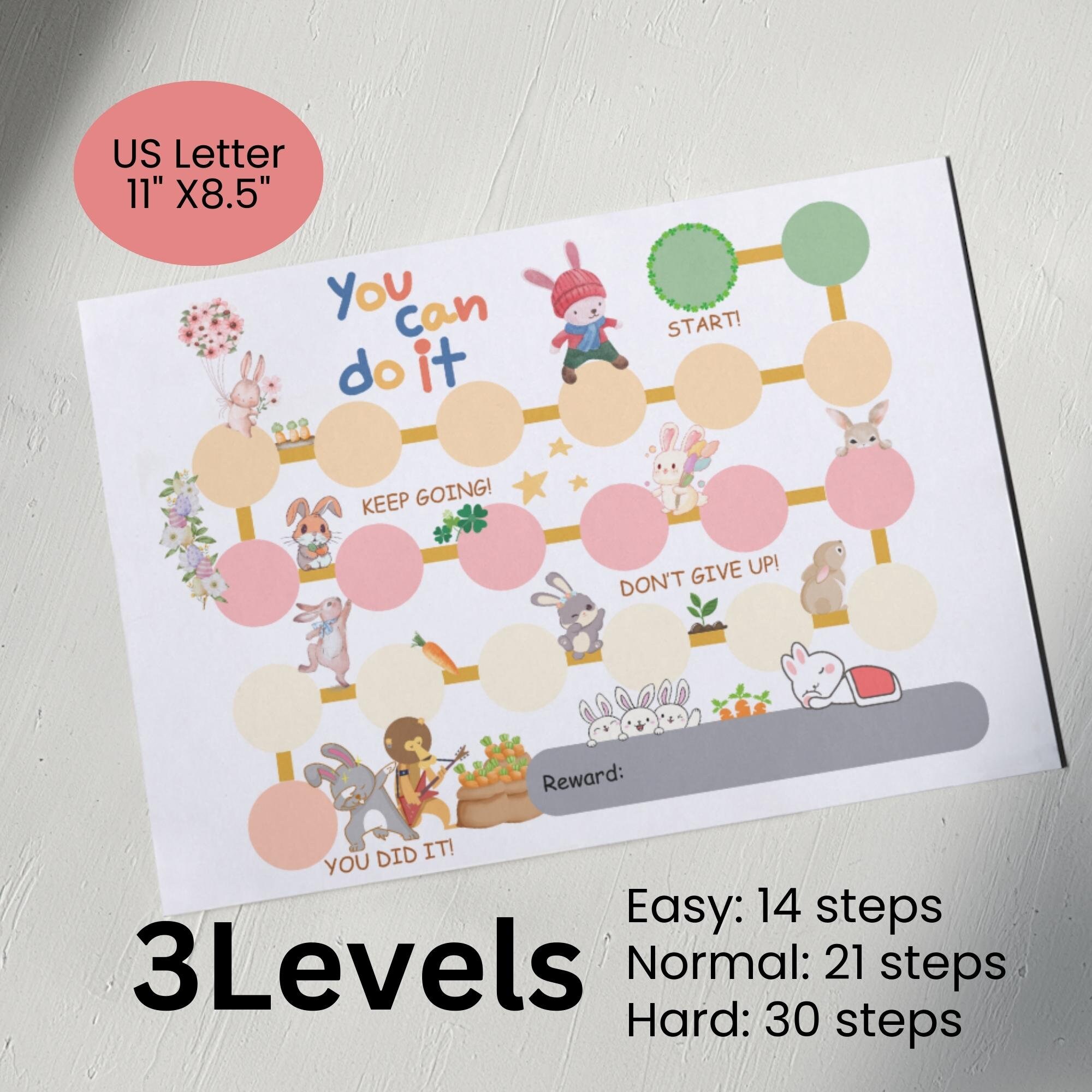 Rabbit Reward Chart for Kids With Printable Achievement Award and Idea ...