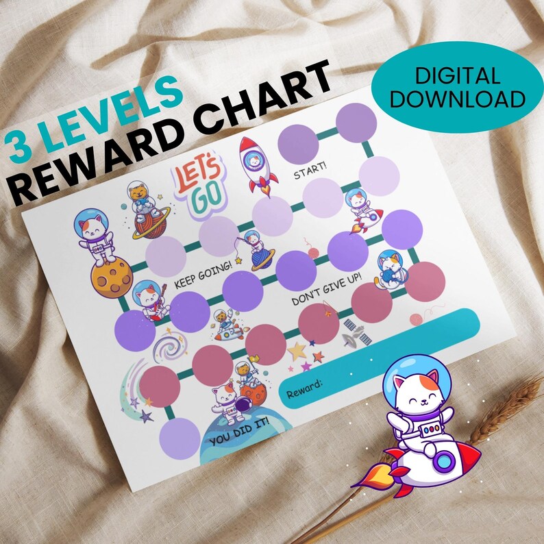 Space Cat Reward Chart for Kids With Printable Achievement Award and ...