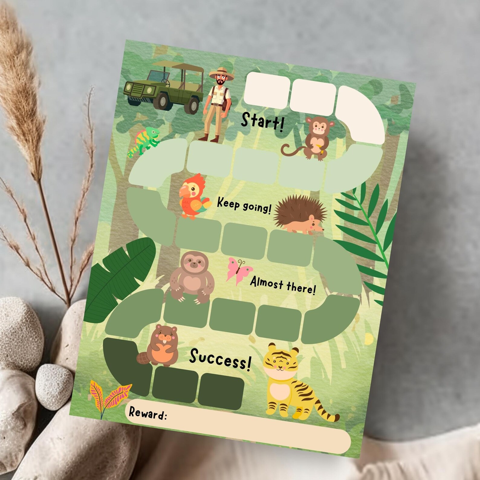 Jungle Reward Chart for Kids With Printable Achievement Award and Idea ...