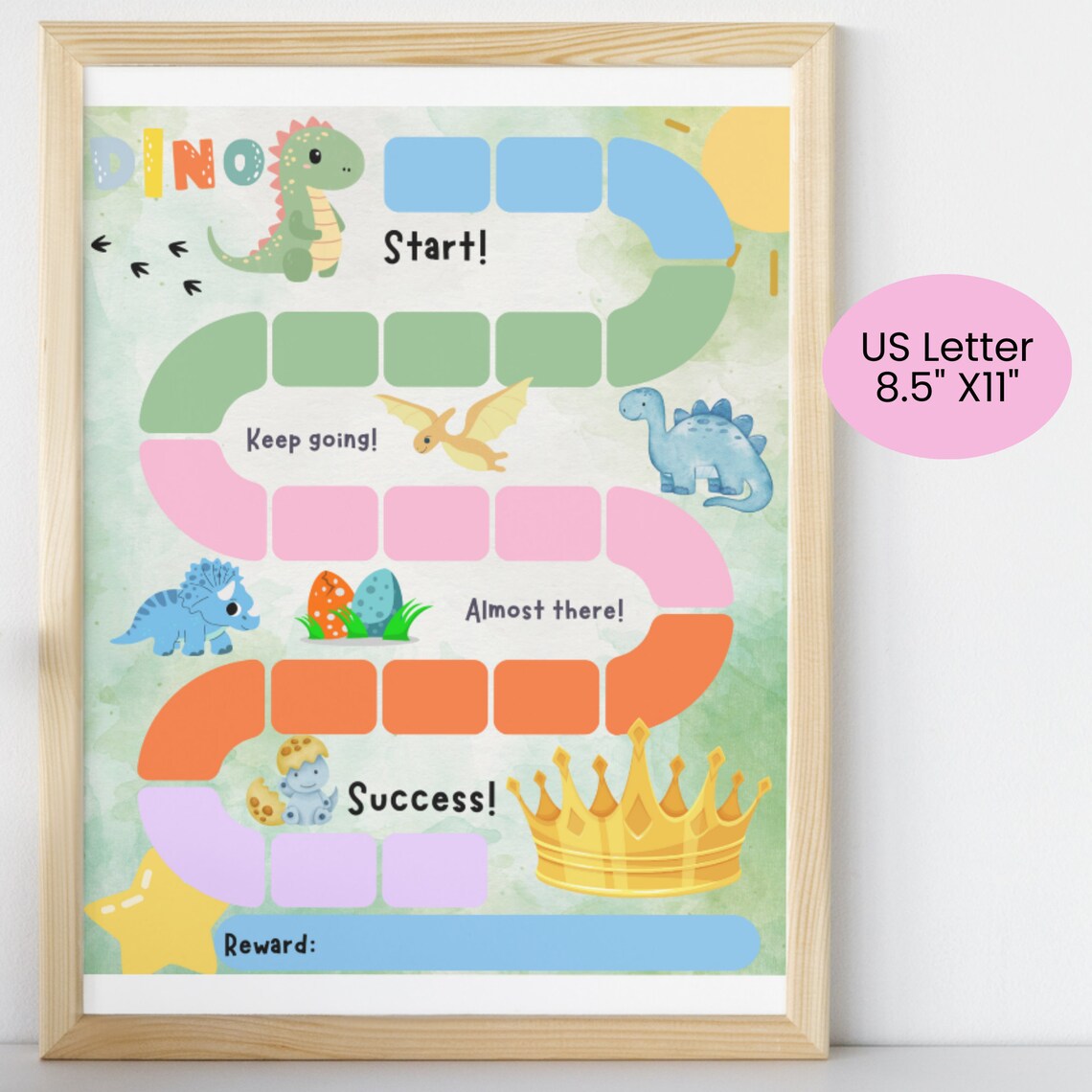 Dinosaur Reward Chart for Kids With Printable Achievement Award and ...