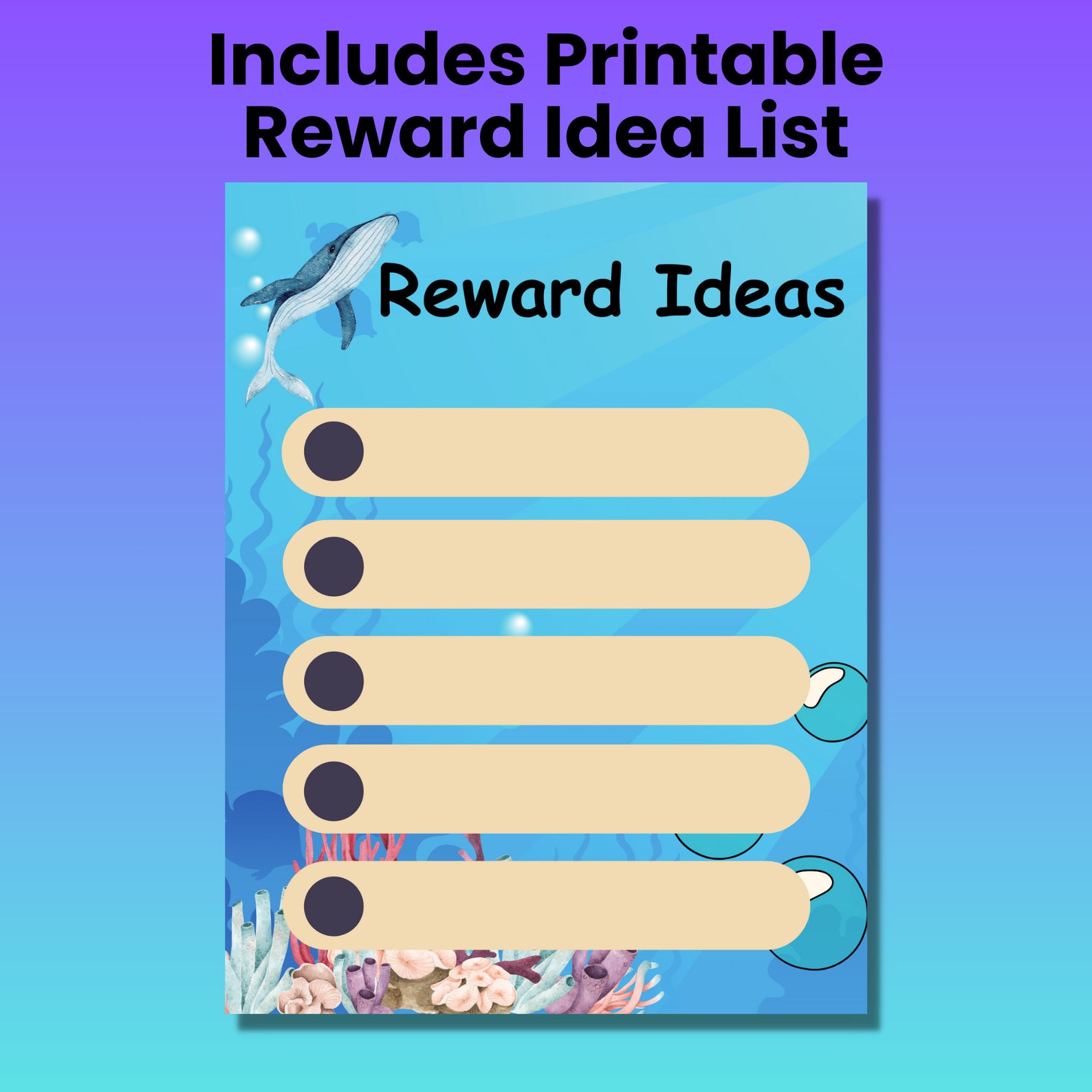 Ocean Reward Chart for Kids With Printable Achievement Award and Idea ...
