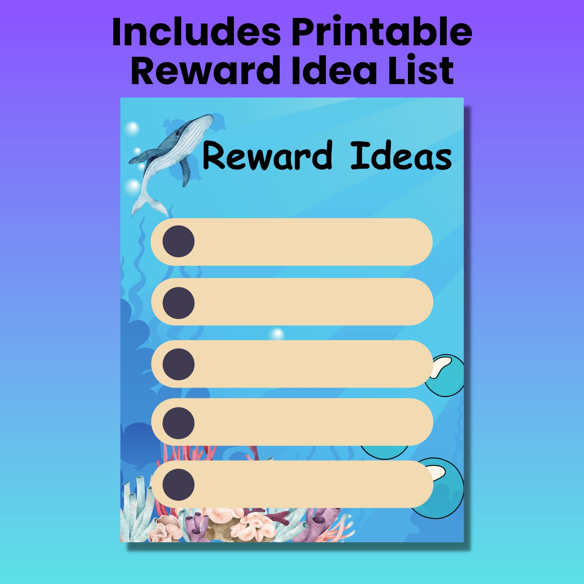 Ocean Reward Chart for Kids With Printable Achievement Award and Idea ...