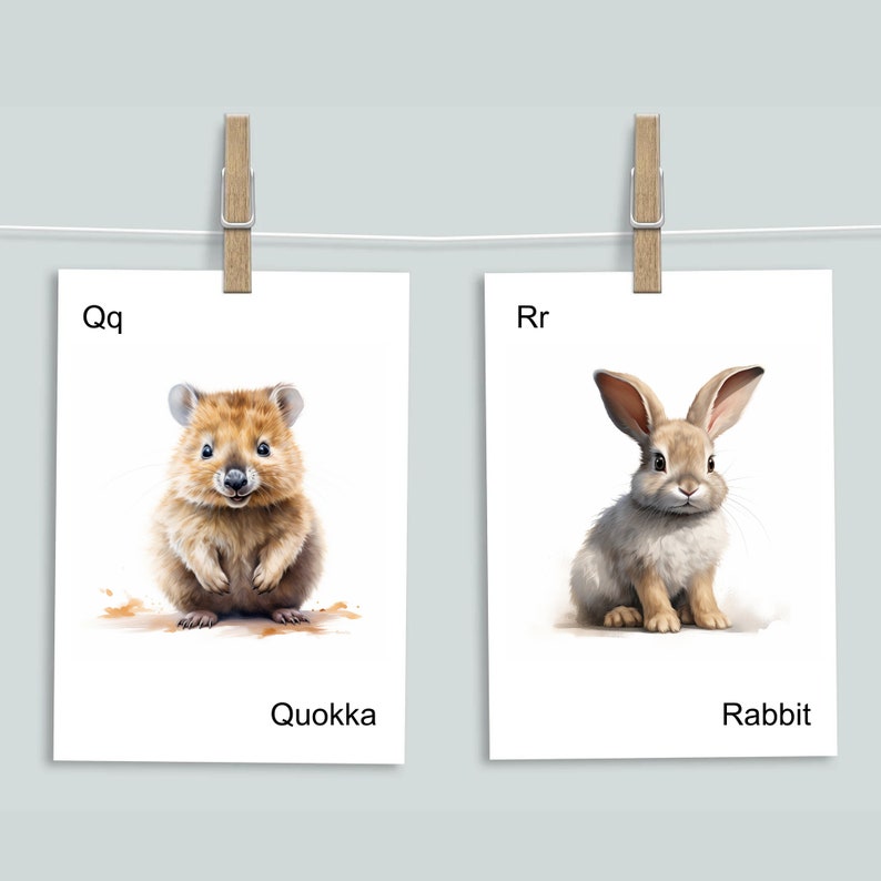 Animal Alphabet Digital Printable Flash Cards Learning Tool for ...