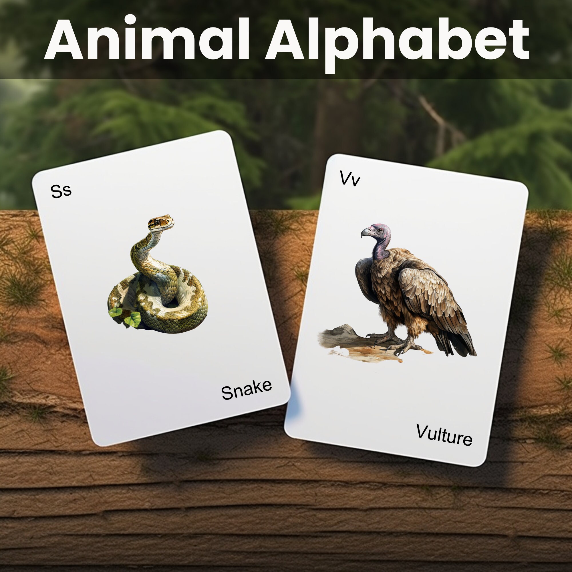 Animal Alphabet Digital Printable Flash Cards Learning Tool for ...