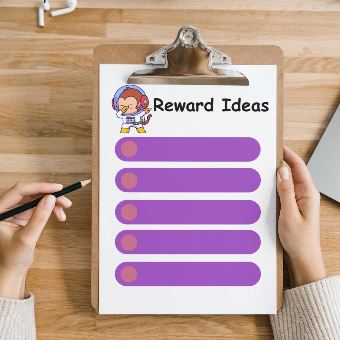 Monkey Astronaut Reward Chart for Kids With Printable Achievement Award ...