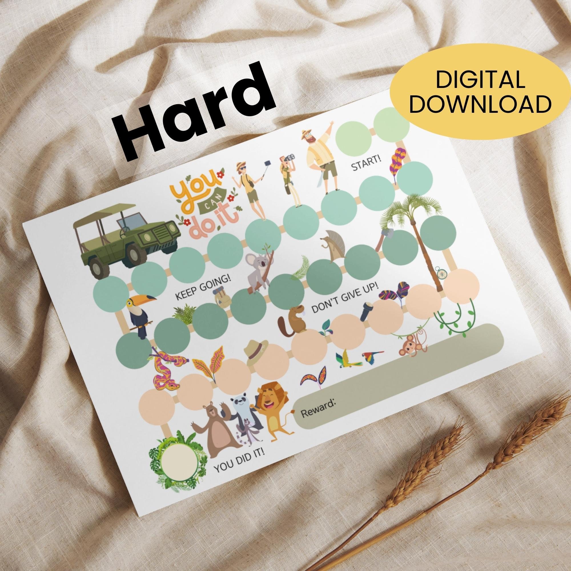 Jungle Animal Reward Chart for Kids With Printable Achievement Award ...