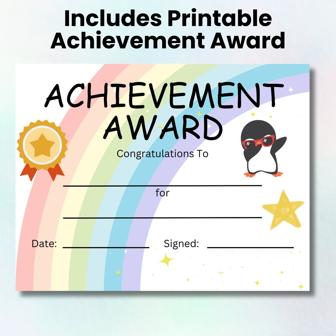 Penguin Reward Chart for Kids With Printable Achievement Award and Idea ...
